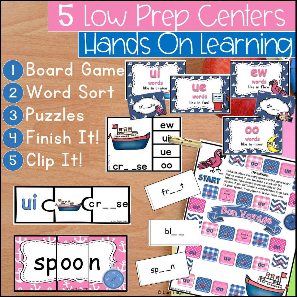 Ew, ui, ue, oo Word Work Worksheets and Learning Centers - Classful