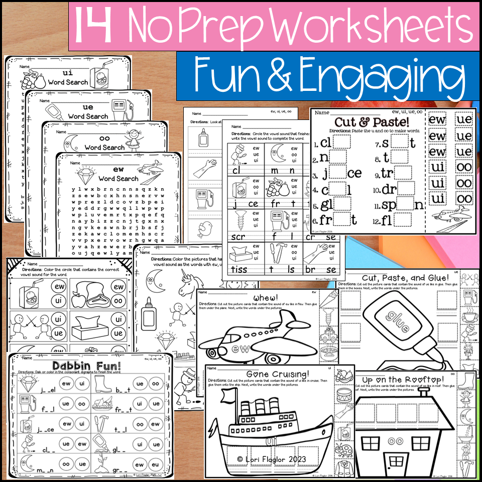 Ew, ui, ue, oo Word Work Worksheets and Learning Centers - Classful