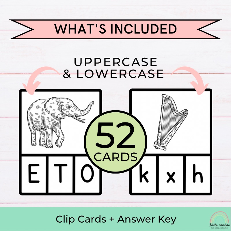 Alphabet Clip Cards for Beginning Sounds with Uppercase and Lowercase ...