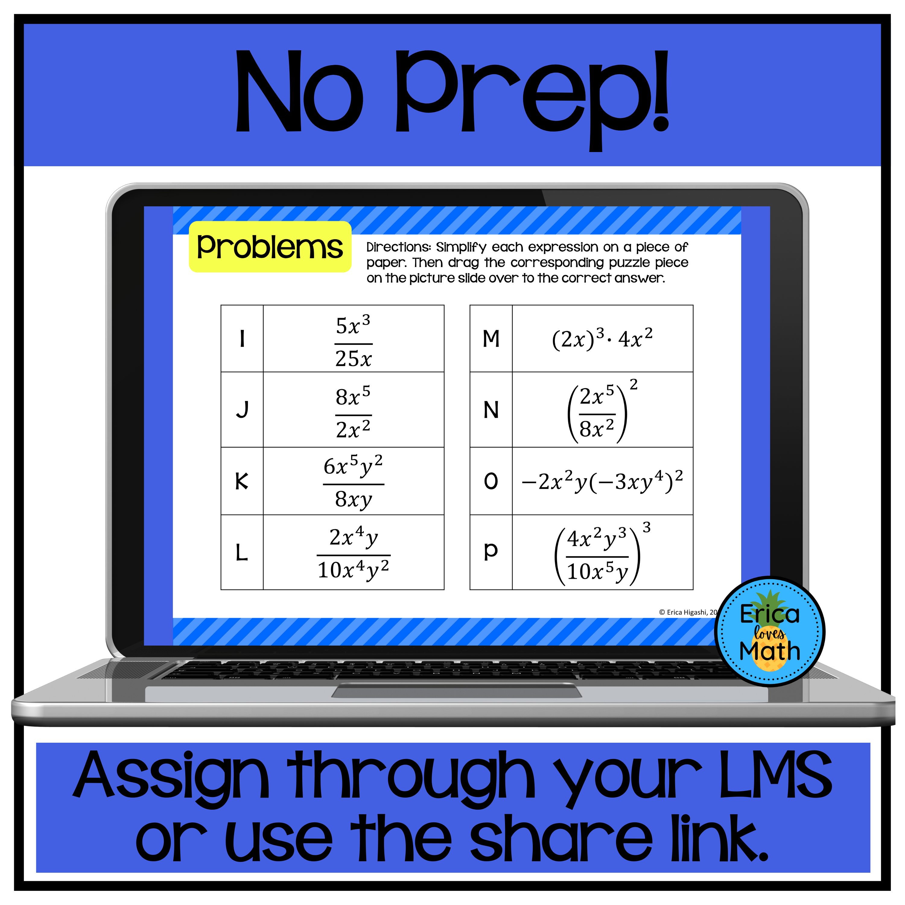Exponent Rules Digital Activity Picture Puzzle - Classful