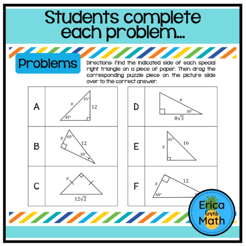 Special Right Triangles Digital Activity Picture Puzzle - Classful