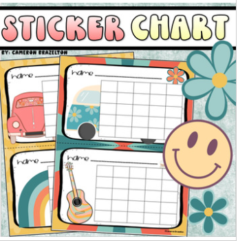 Positive Behavior Sticker Chart Reward Incentives Groovy Retro Vibes ...