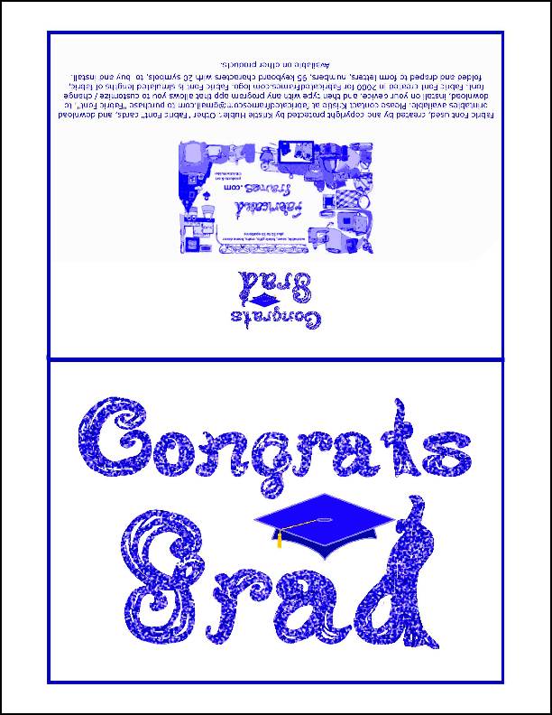 Congrats Grad Card Printable Blue Faux Glitter Fabric Font Graduation ...