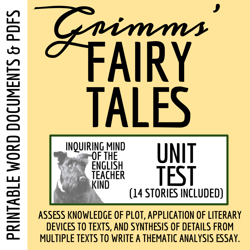 Grimms' Fairy Tales Unit Test and Answer Key (14 Short Stories Included ...