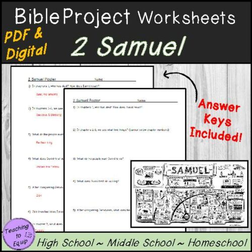 Book of 2 Samuel Bible Summary Overview activity worksheet - Classful