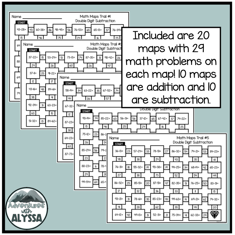 Double Digit Addition and Subtraction Math Activities - Classful