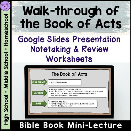 Book of Acts Bible Overview Presentation with Notes & Review worksheets ...