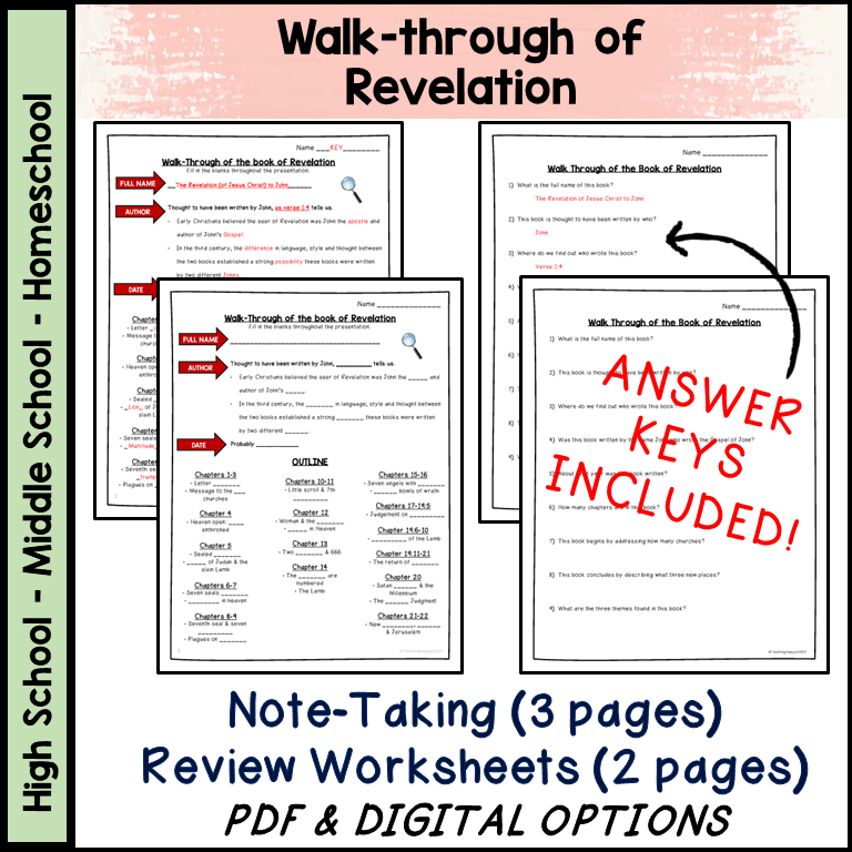 Book of Revelation Bible Overview Presentation with Notes & Review ...