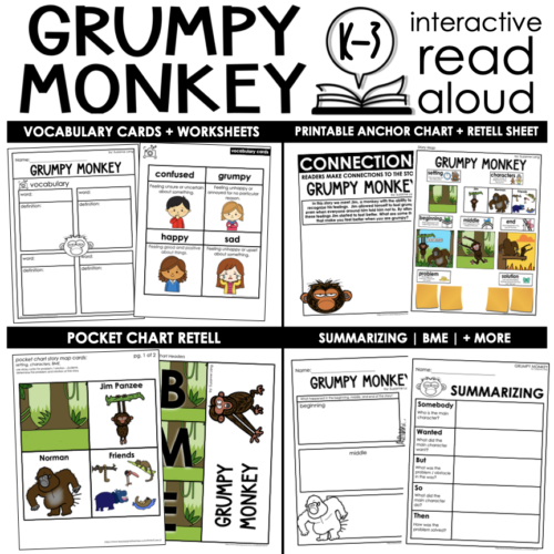 Grumpy Monkey Read Aloud Activities + Crafts | SEL + Emotions Kit ...