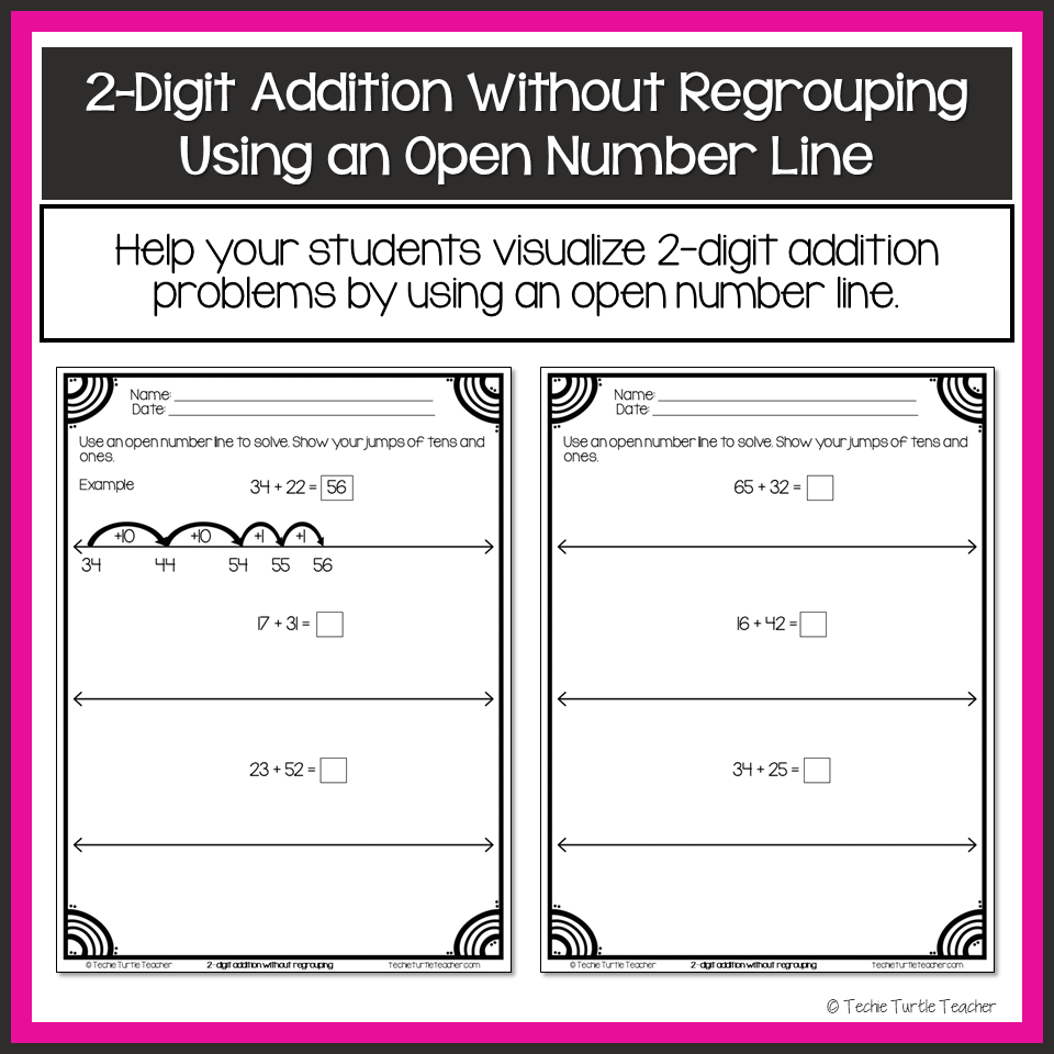 2-Digit Addition without Regrouping Using an Open Number Line - Classful