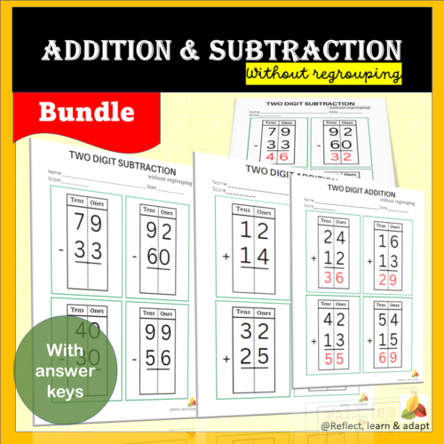 Two Digit Addition & Subtraction without regrouping | Adaptive ...