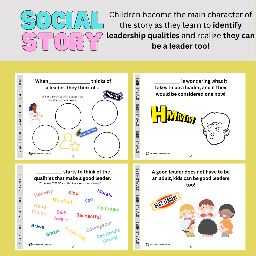 Social Story- Leadership Skills- Interactive Book/Printable SEL Lesson ...