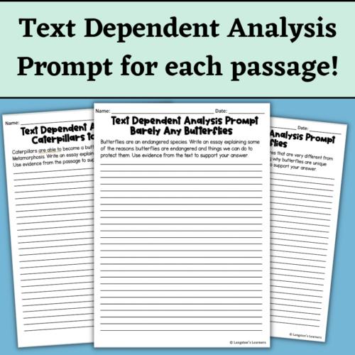 TDA Butterflies Nonfiction Reading Passages (Close Reading Activities ...