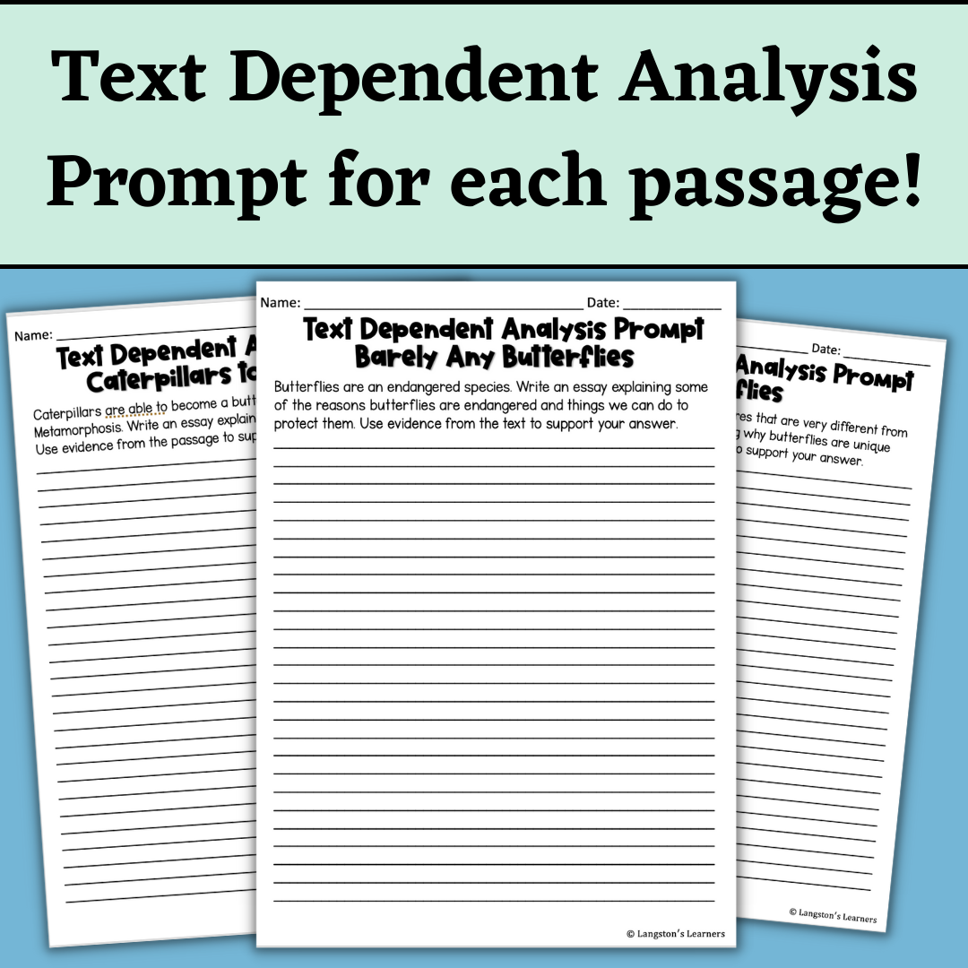 TDA Butterflies Nonfiction Reading Passages (Close Reading Activities ...