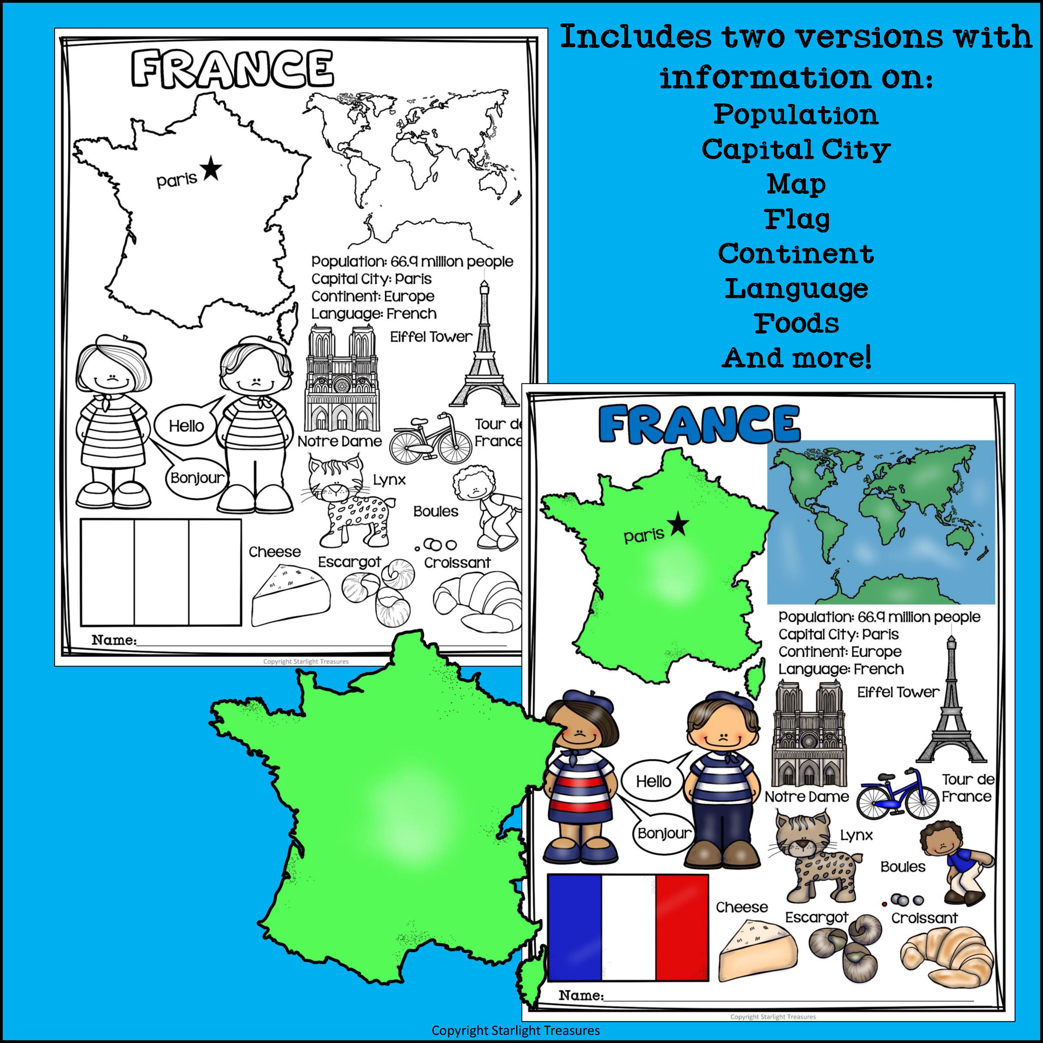 France Fact Sheet for Early Readers - Classful