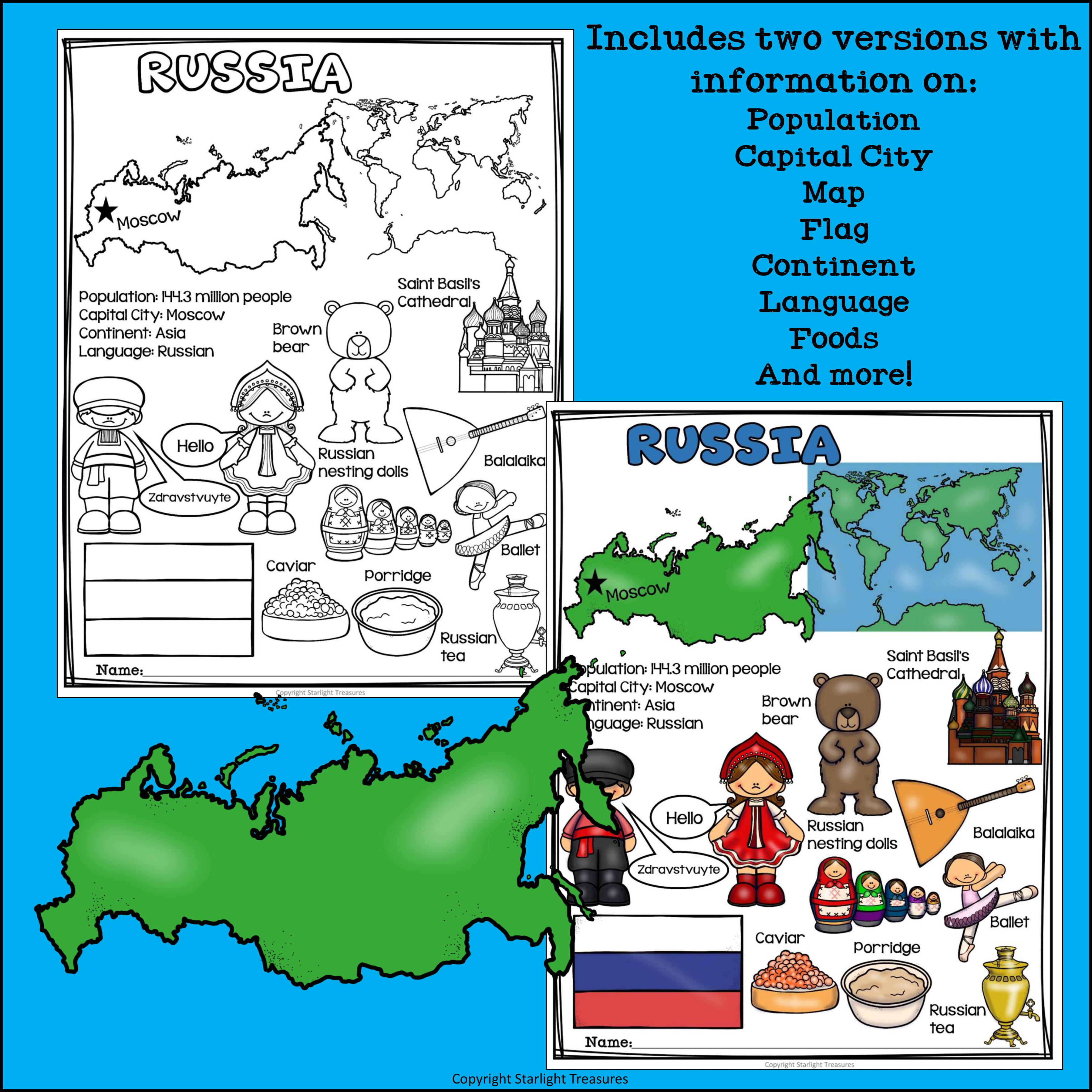 Russia Fact Sheet for Early Readers - Classful