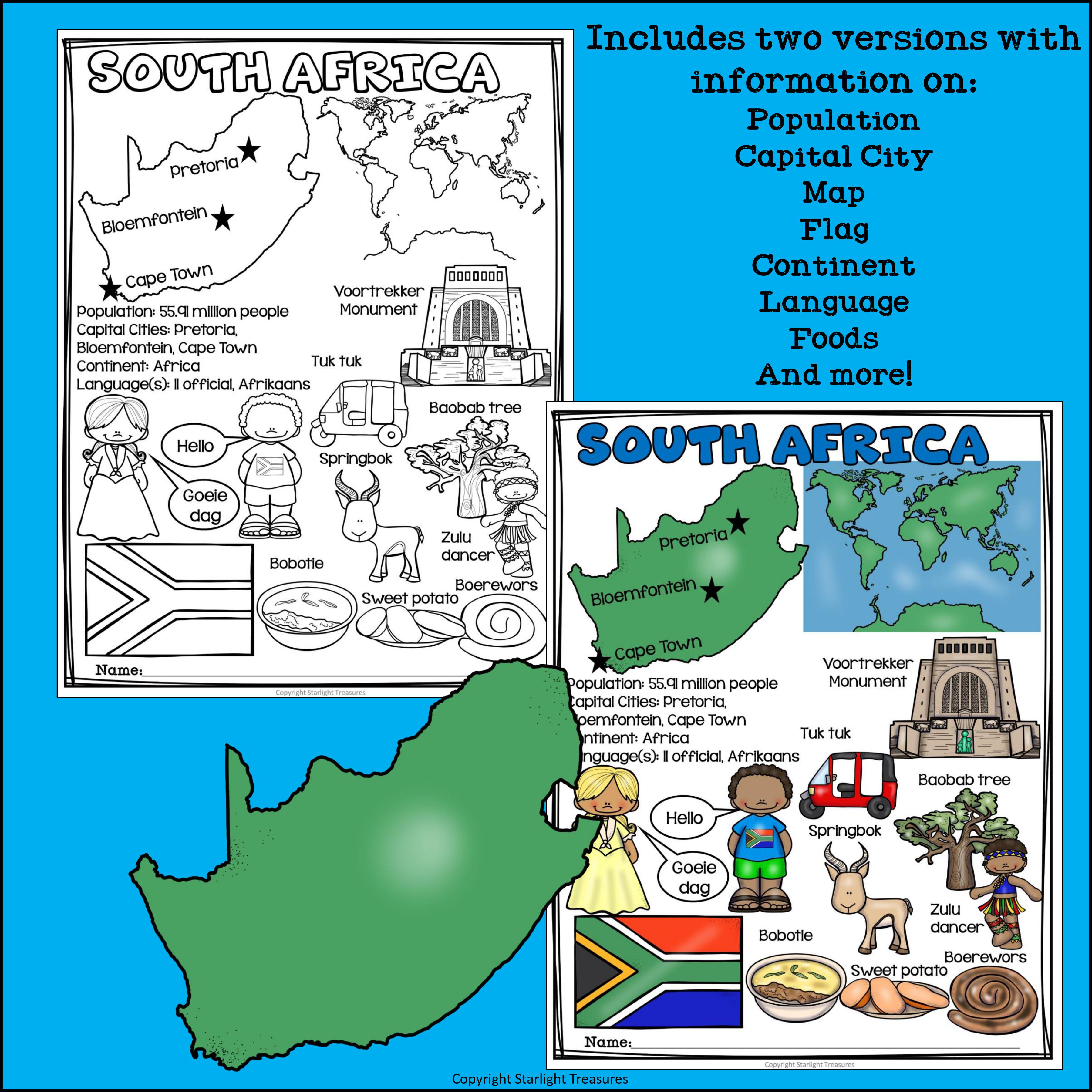 South Africa Fact Sheet for Early Readers - Classful