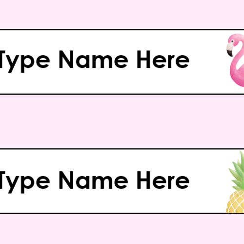 Name Tags Plates Desk Labels Watercolor Tropical Calming Muted Theme ...