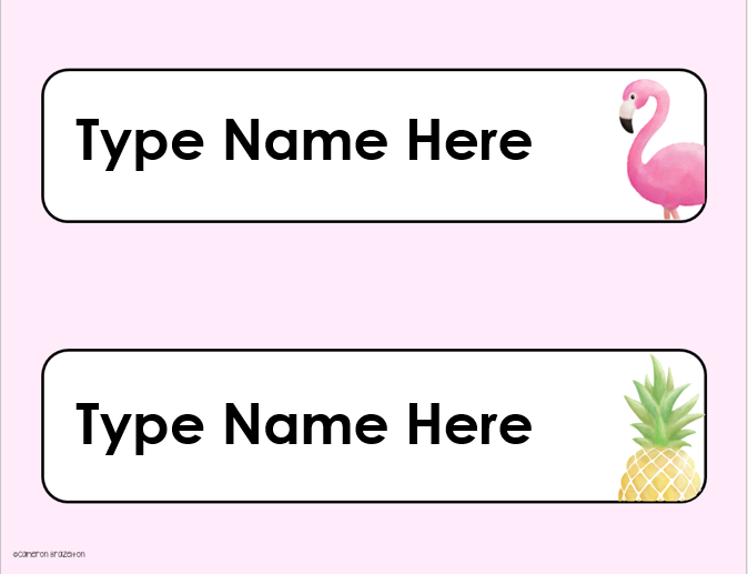 Name Tags Plates Desk Labels Watercolor Tropical Calming Muted Theme ...