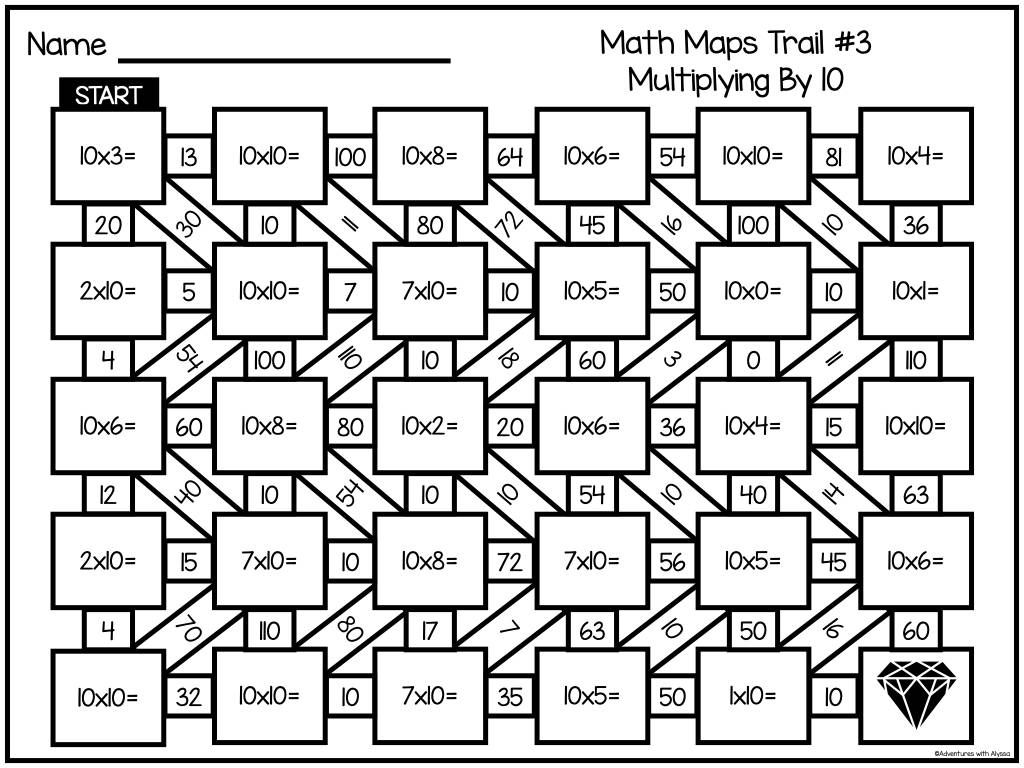 Multiplying By 10 Math Mazes - Classful