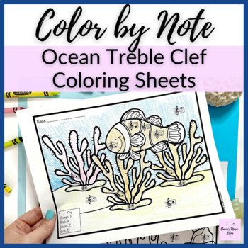 Ocean Treble Clef Staff Color by Note for Elementary Music Class print ...