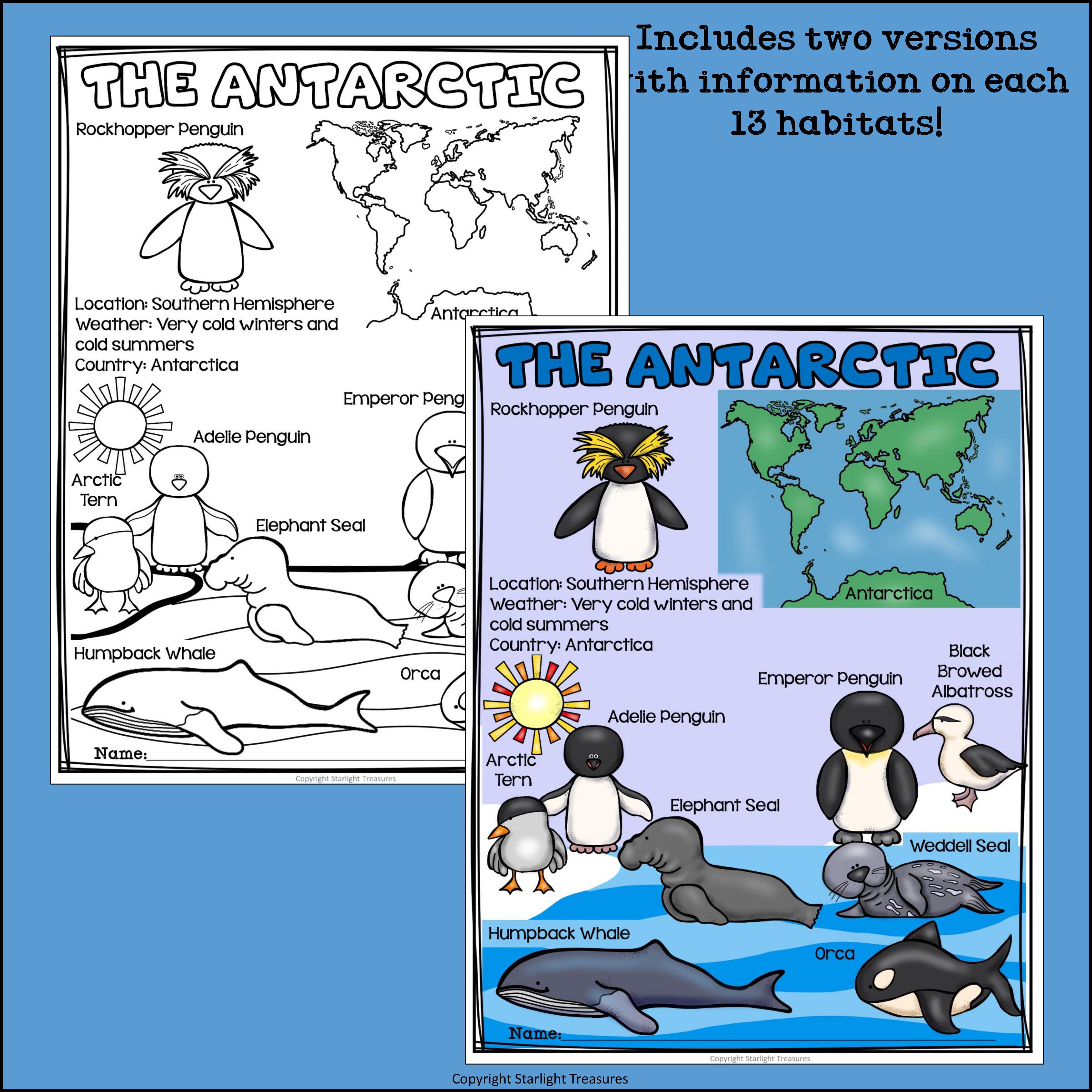Animal Habitats Fact Sheets- Arctic, Desert, Forest, Ocean, Tundra, and ...