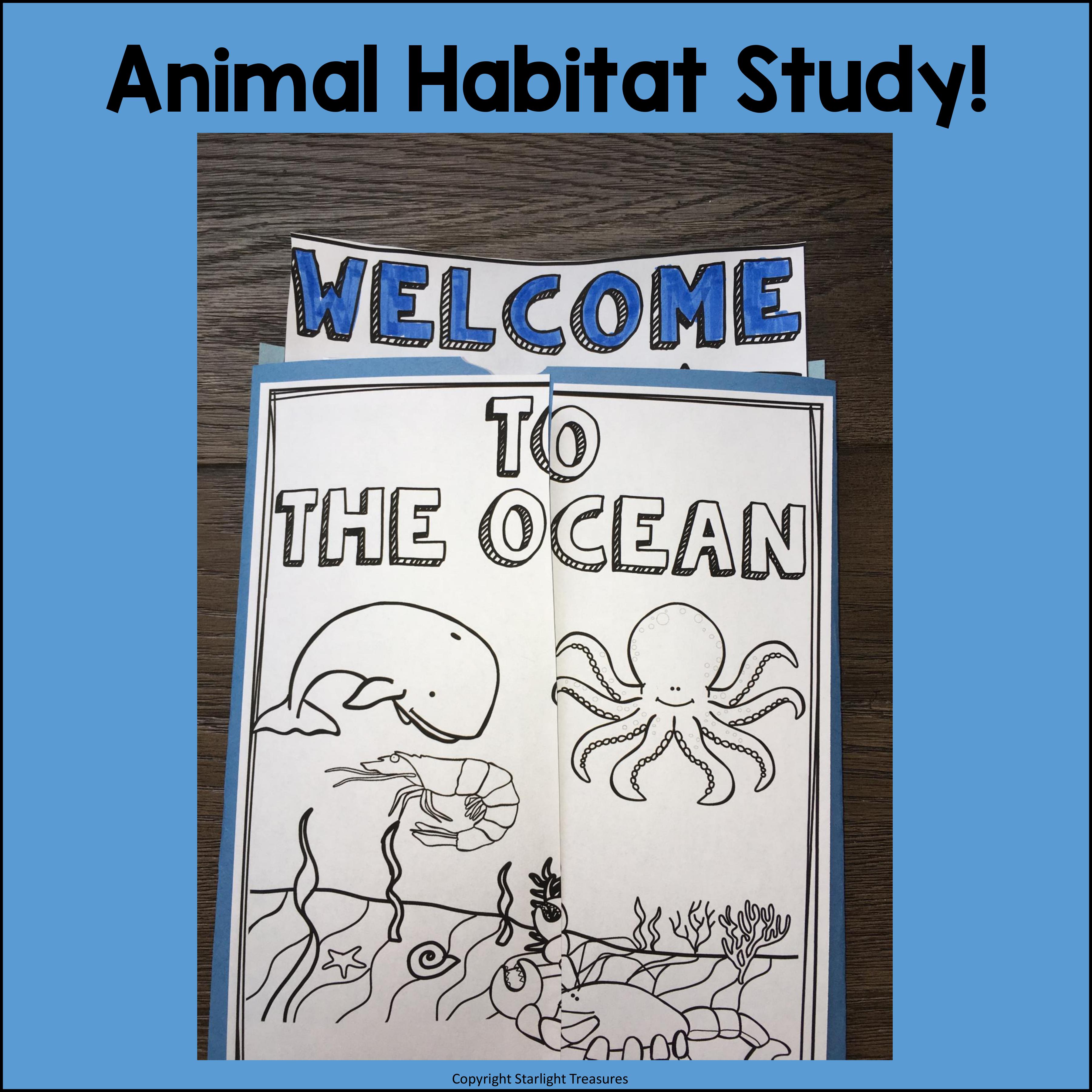 Ocean Lapbook for Early Learners - Animal Habitats - Classful