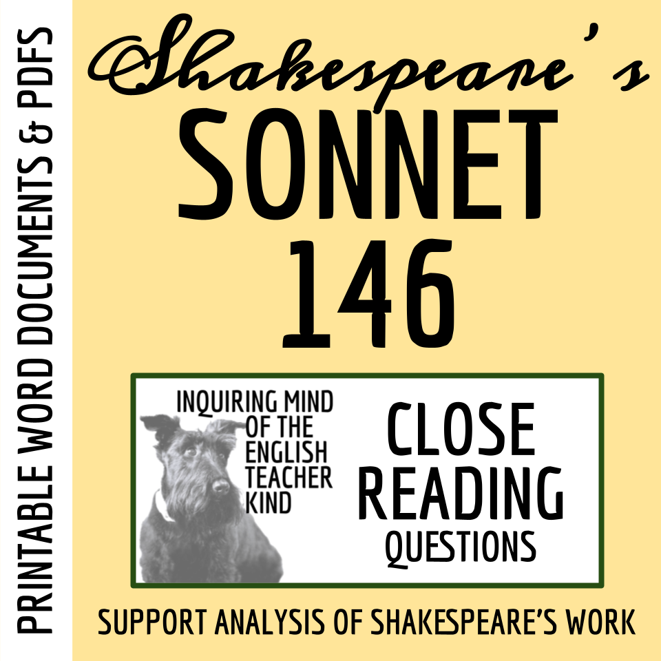 Shakespeare's Sonnet 146 Close Reading Analysis Worksheet - Classful