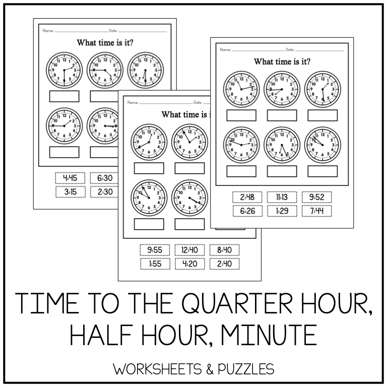 Telling Time Worksheet Packet, First Grade Math Practice Pages, Clocks ...