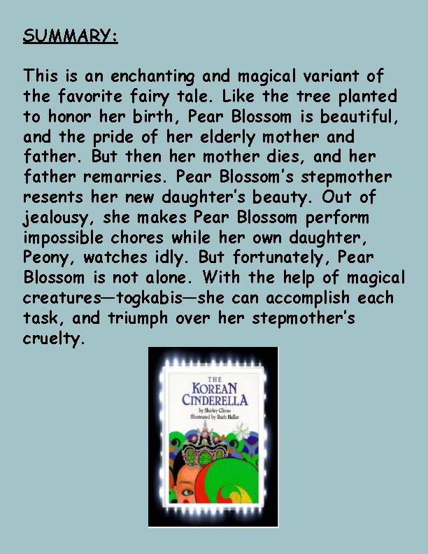 THE KOREAN CINDERELLA by Shirley Climo- UNIT OF STUDY - Classful