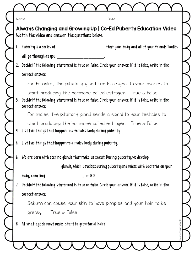 Puberty Lesson and Pamphlet Bundle | Co-Ed Information | Handout and ...