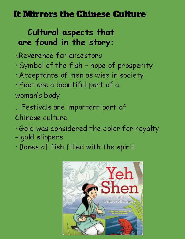 YEH-SHEN, CHINESE CINDERELLA STORY- READING LESSONS & EXTENSION ...
