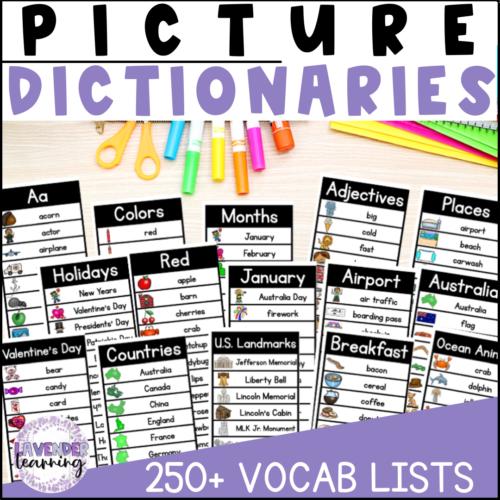 Dictionaries with Pictures for Kindergarten Writing Centers ...