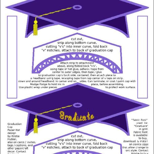 Graduation Cap 2 Navy Blue Paper Hat Printables 1 Gold Fabric Font ...