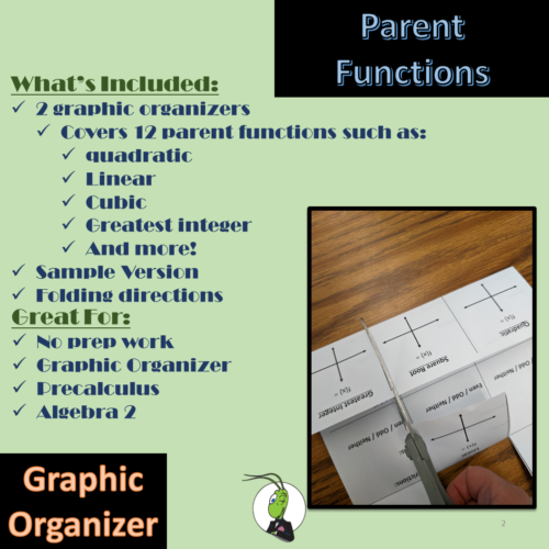 Parent Functions Folding Graphic Organizer Algebra 2 - Classful