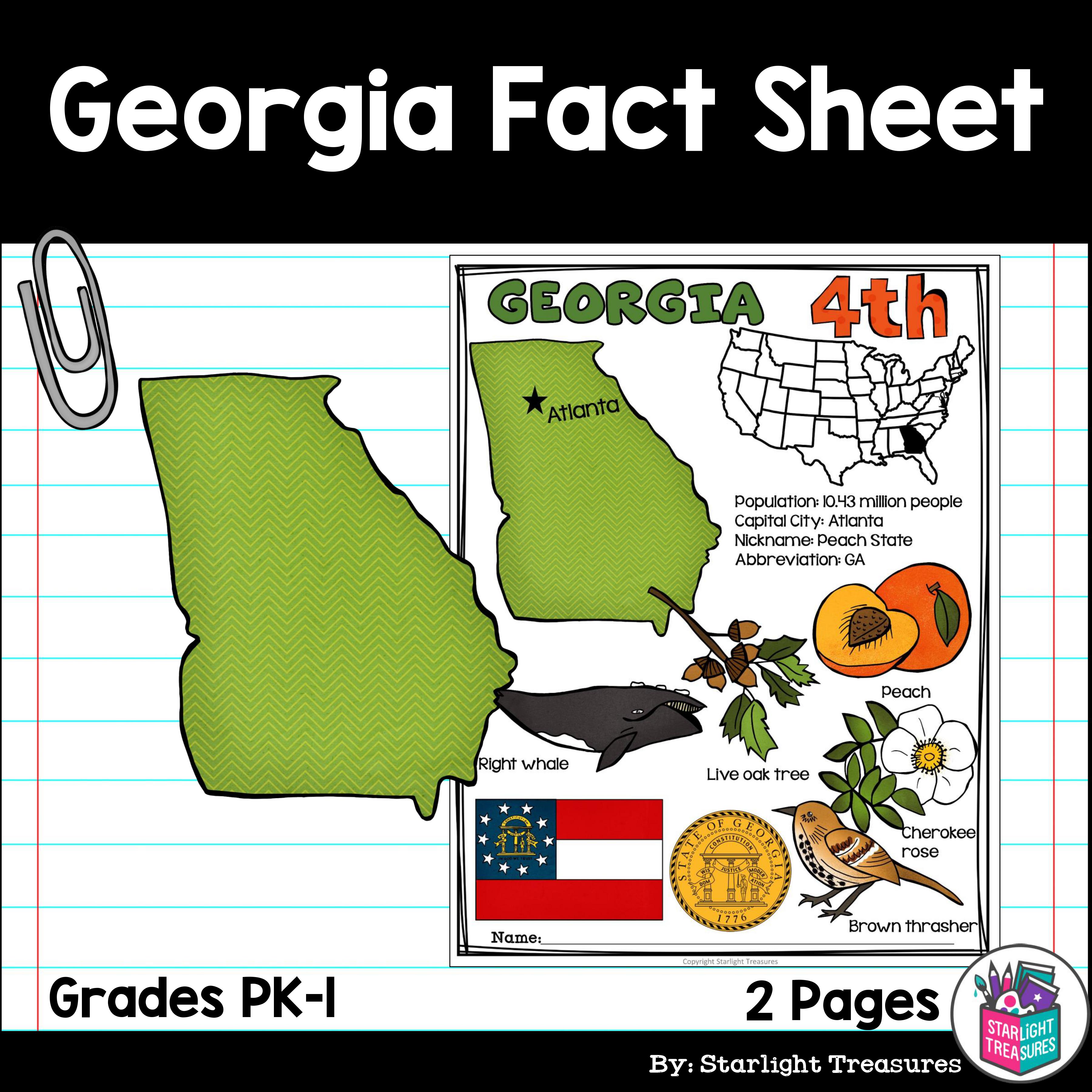 Georgia Fact Sheet for Early Readers - A State Study - Classful