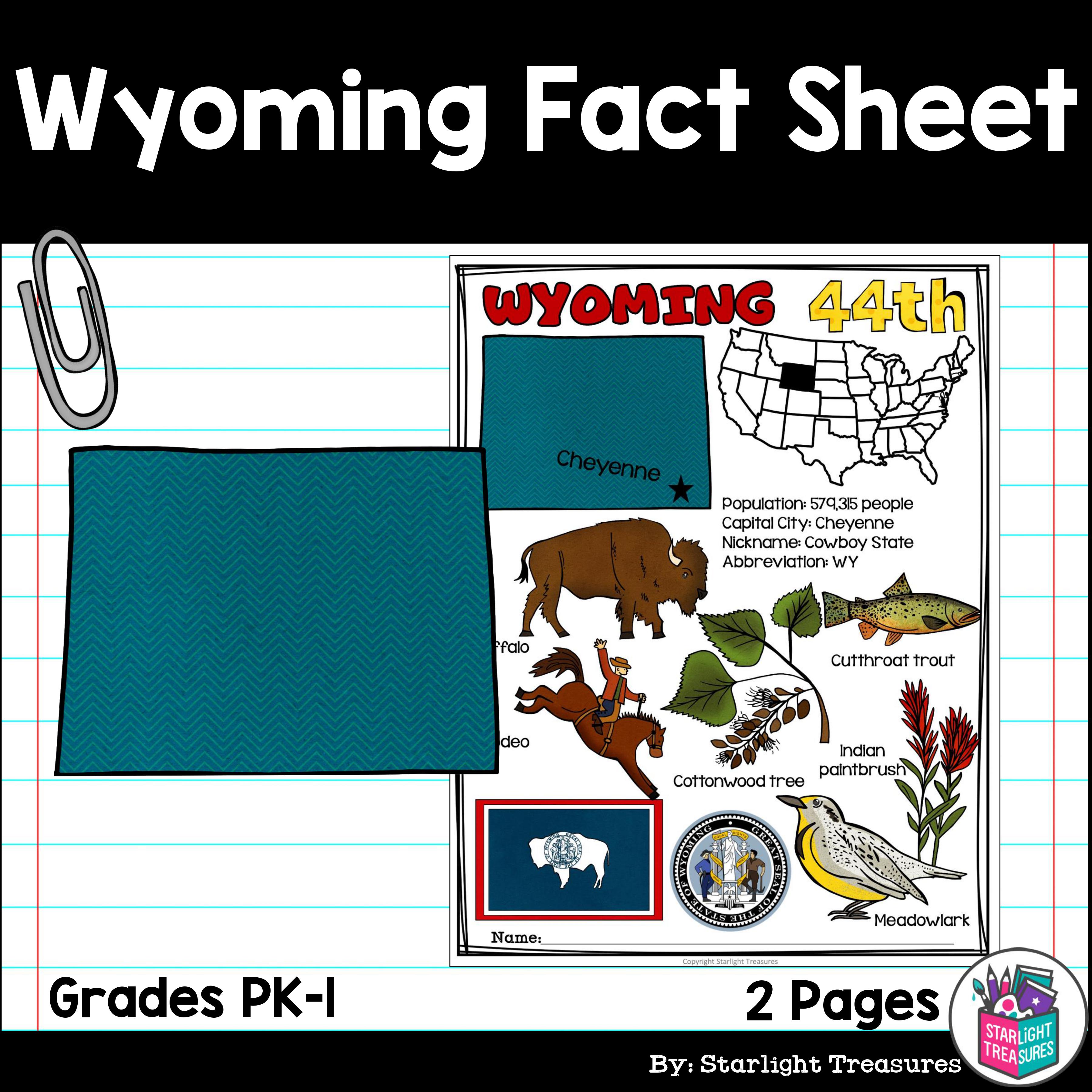 Wyoming Fact Sheet for Early Readers - A State Study - Classful