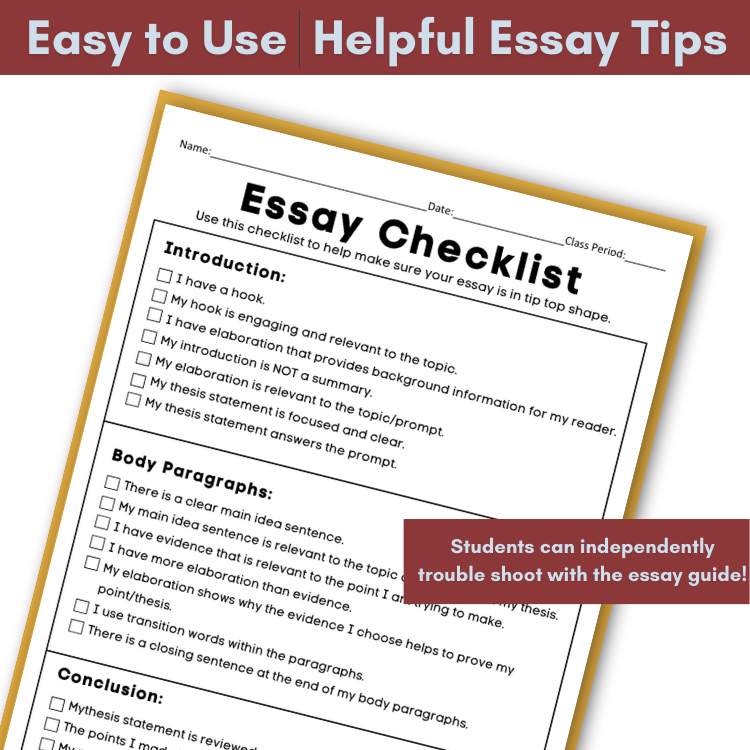 Essay Checklist Explanatory/Informative Essay - Classful