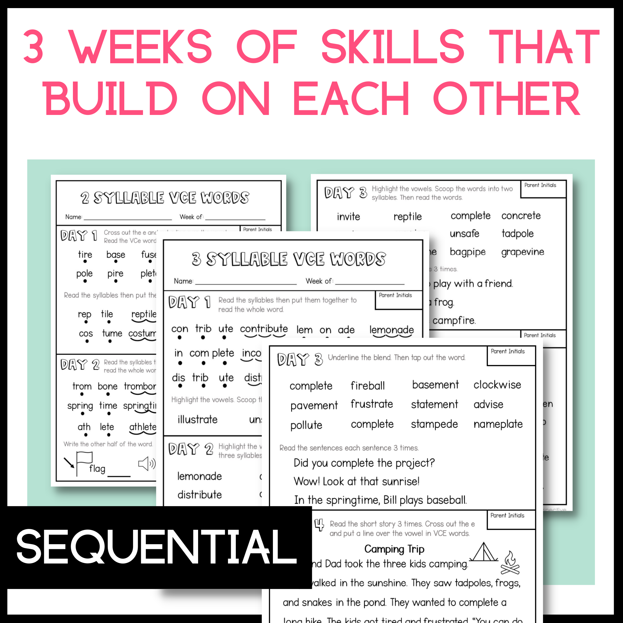 Decoding Multisyllabic Words VCE Syllable | Phonics Homework Decodable ...