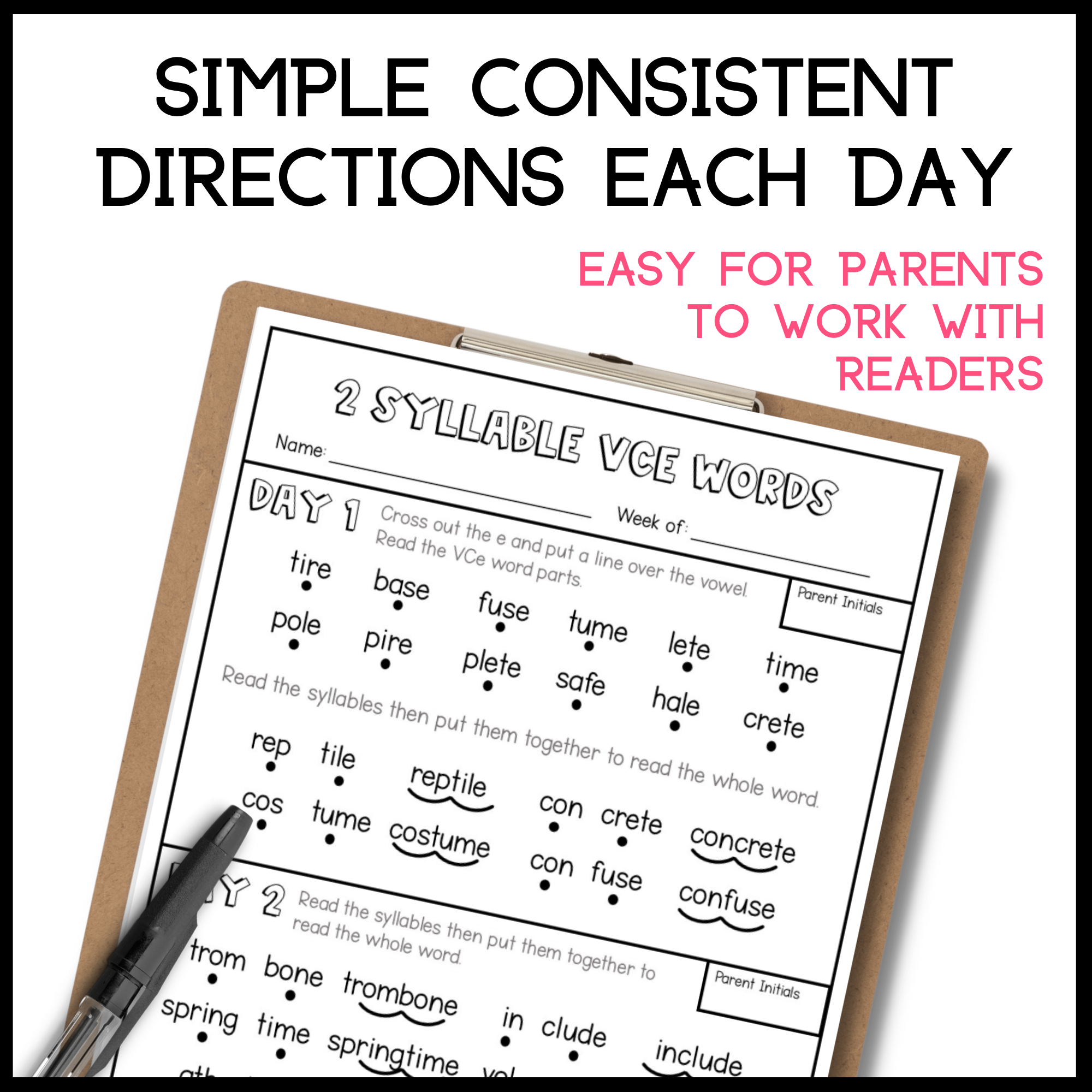 Decoding Multisyllabic Words VCE Syllable | Phonics Homework Decodable ...