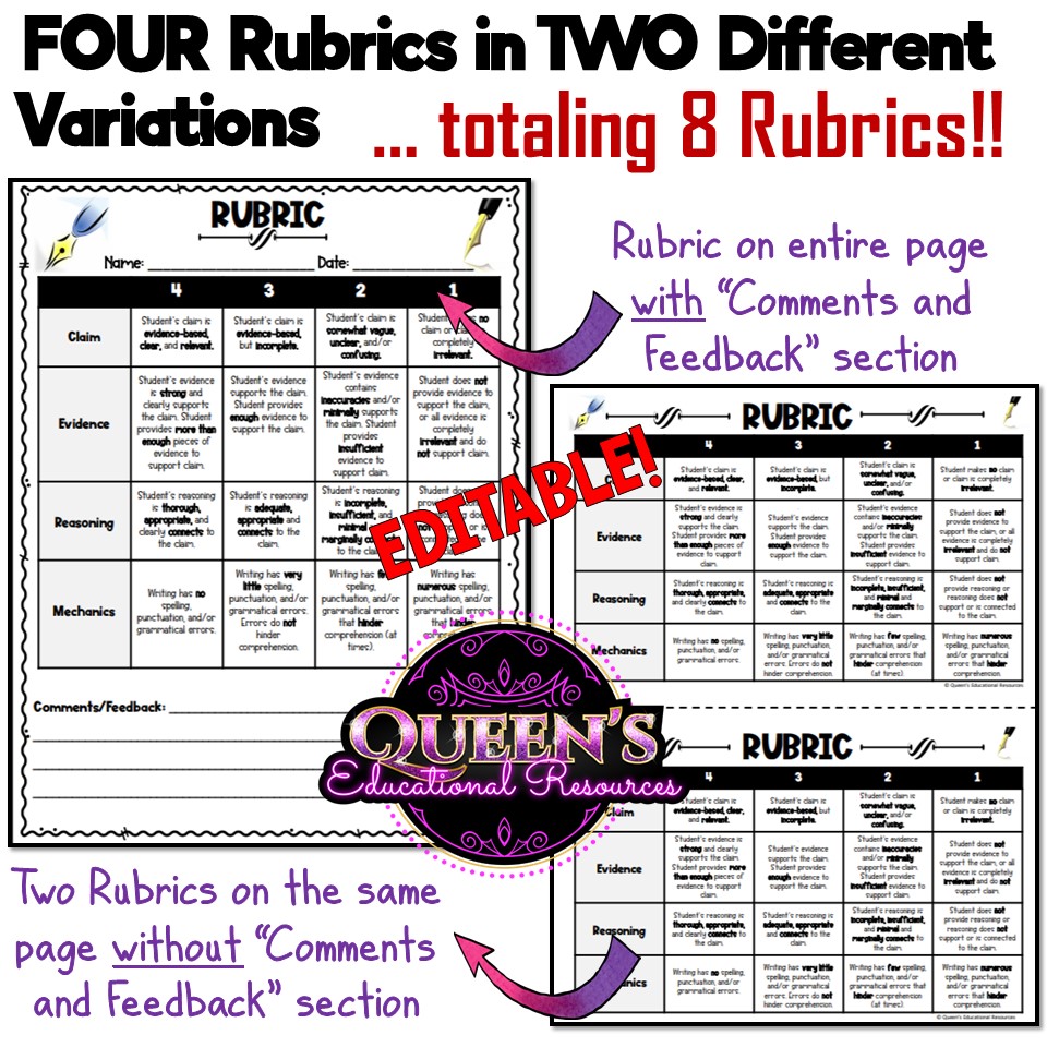 Evidence-based Response Rubrics, Citing Evidence Rubrics - Classful