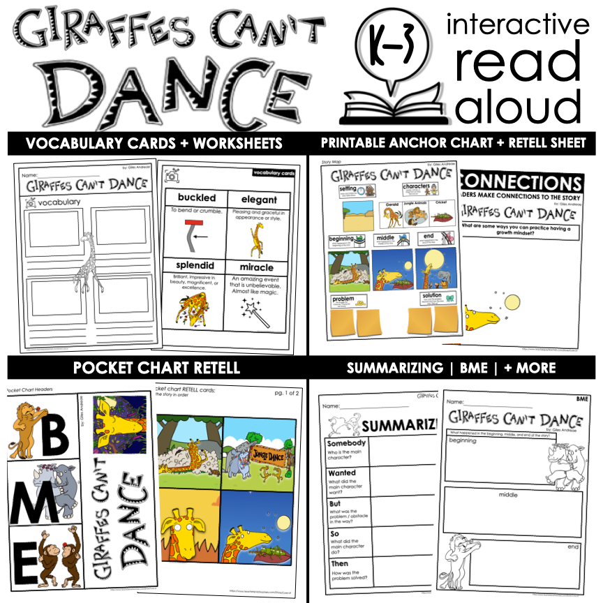 Giraffes Can't Dance Read Aloud Activities | RETELL + Craft | Growth ...