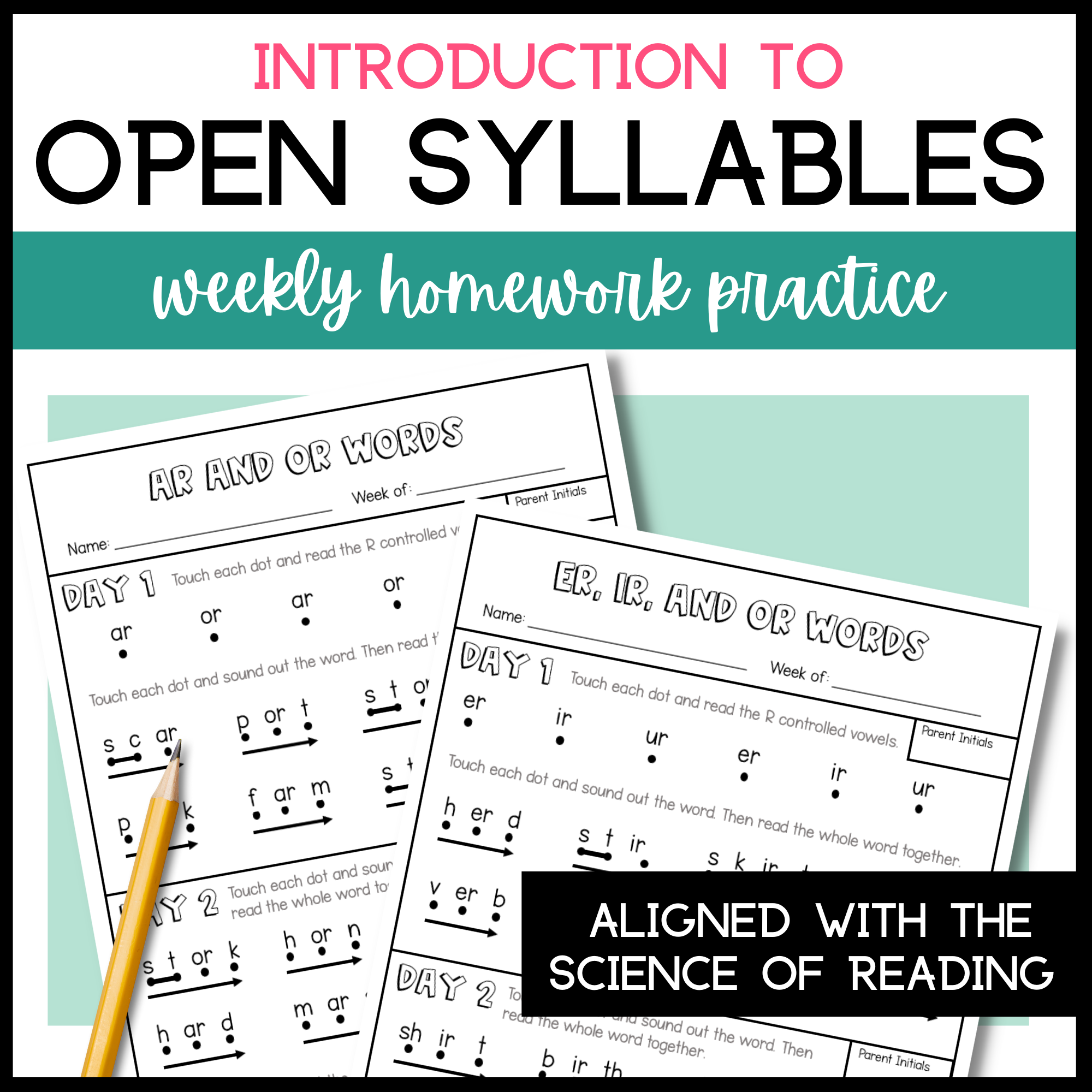 Open Syllable Words Decoding Phonics Homework | Decodable Text Fluency ...