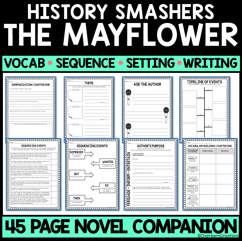 History Smashers The Mayflower Kate Messner Novel Study - Classful