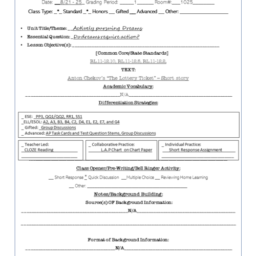 THE LOTTERY TICKET [LESSON PLANS and TEACHER NOTES] - Classful