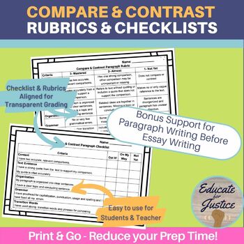 Compare & Contrast Essay | Rubrics & Checklists For Compare & Contrast ...