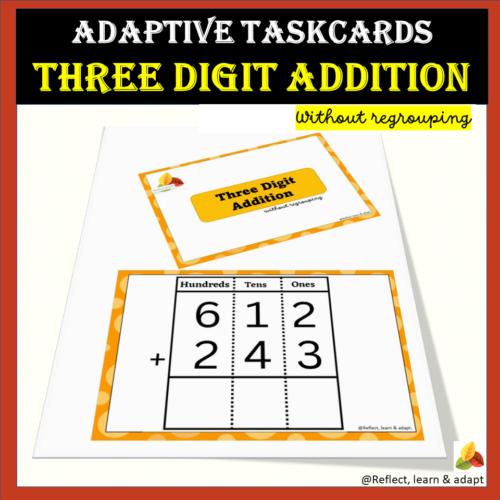 Three Digit Addition with no regrouping | Adaptive Math Fact Fluency ...