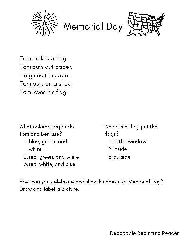 Memorial Day Passage and Comprehension - Classful