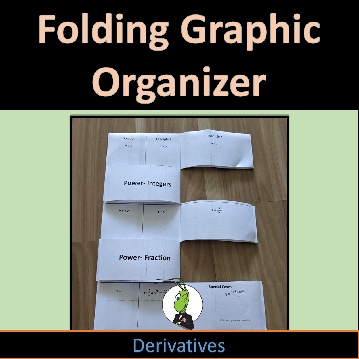 Derivative Rules Folding Graphic Organizer Calculus - Classful