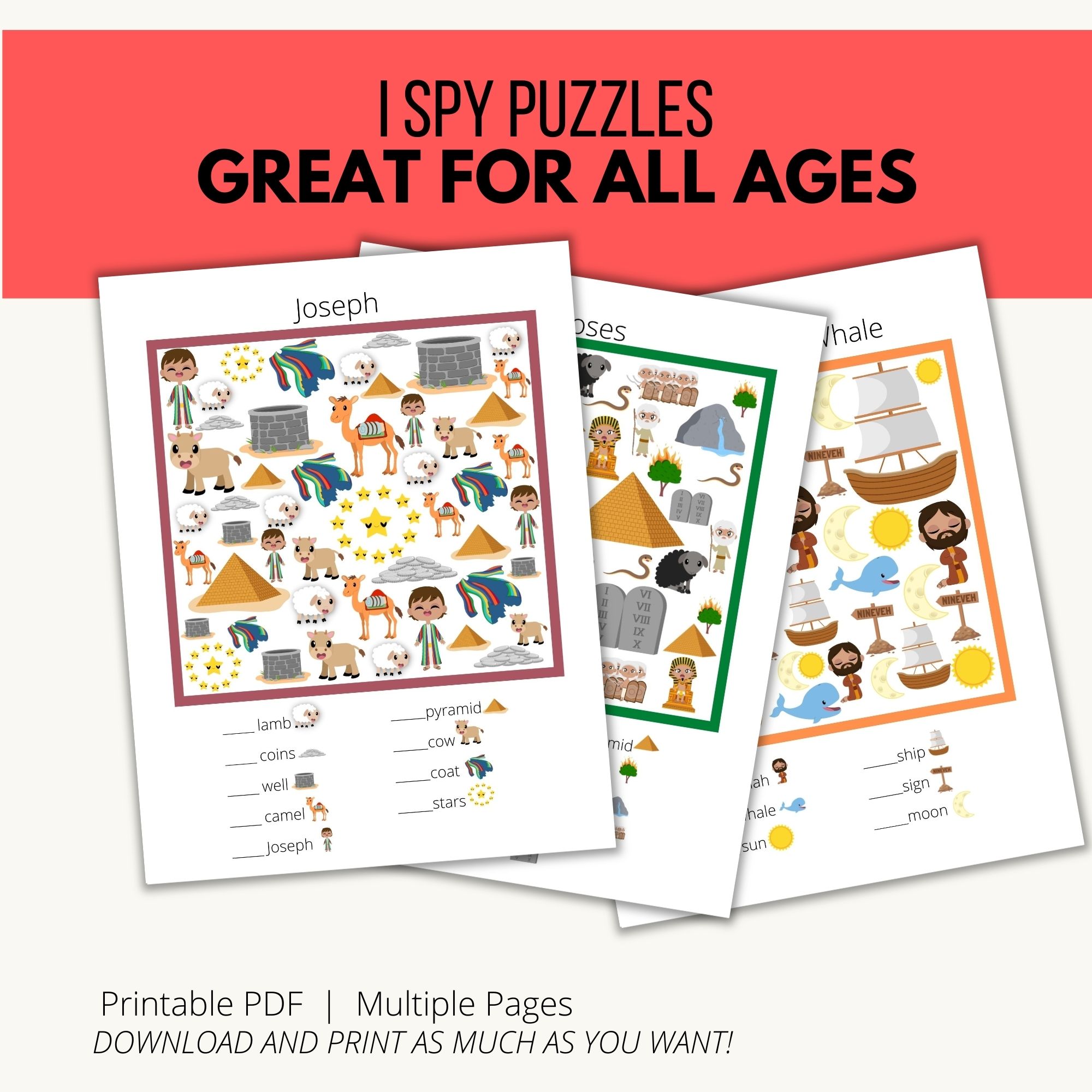 I Spy Bible Puzzles Sunday School Printables - Classful